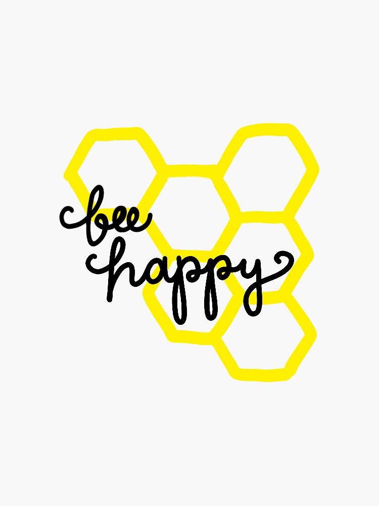 "Bee Happy Sticker" Sticker by DCBstickers | Redbubble