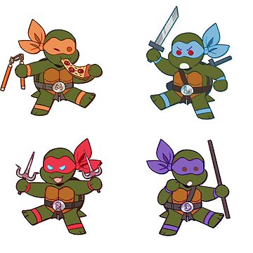 "1987 TMNT chibis" Sticker for Sale by donit | Redbubble