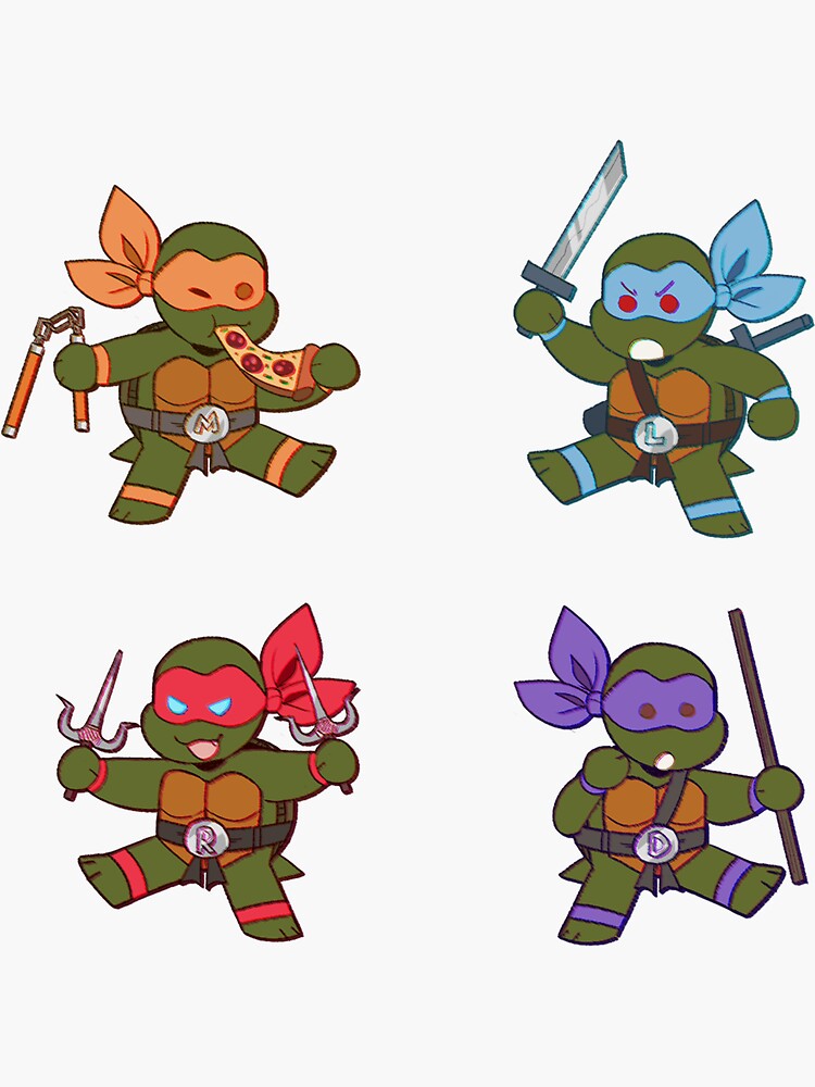 "1987 TMNT chibis" Sticker for Sale by donit | Redbubble