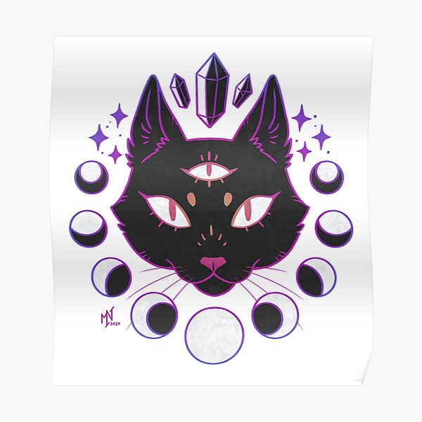 "Lunar Cat" Poster by kattvalk | Redbubble