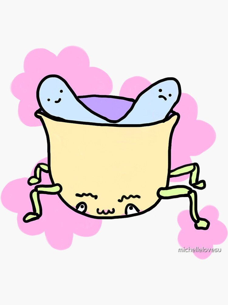 Pegatina «Una olla muy linda tomando gusanos de suma en una aventura ...