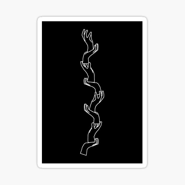 "STACKED HAND DESIGN (black)" Sticker by IsaacBaker | Redbubble