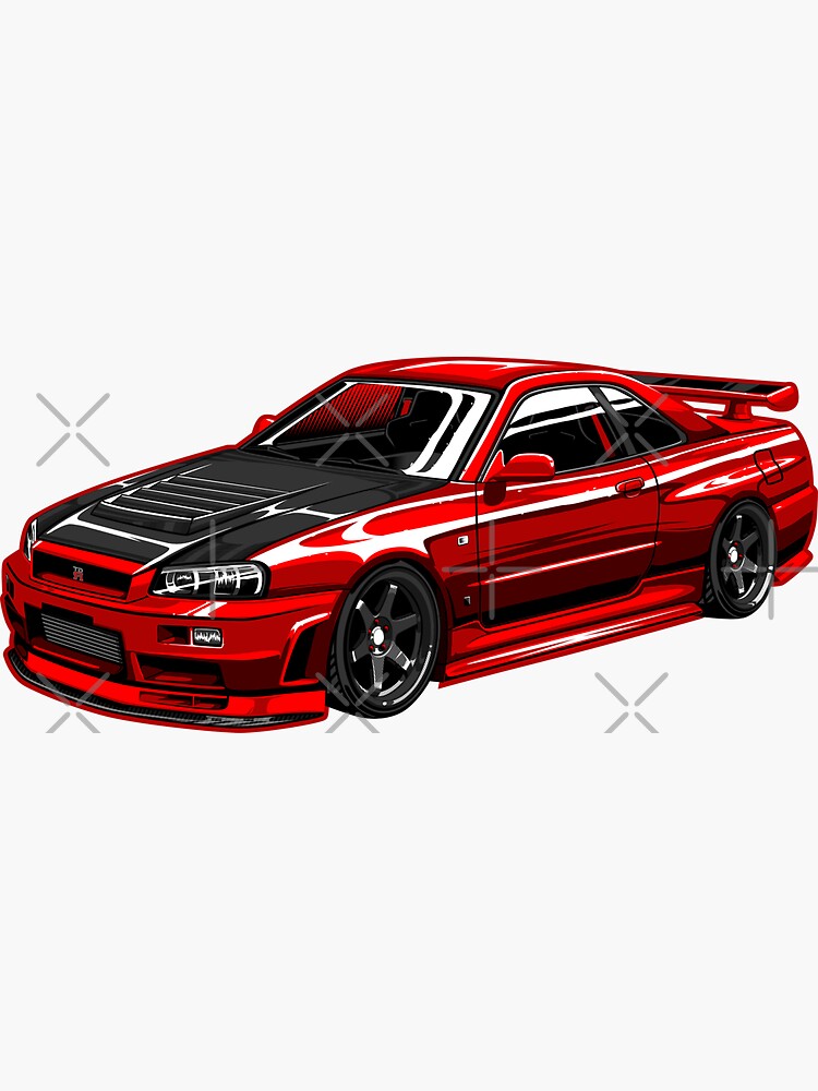"Nissan Skyline GT-R R34" Sticker for Sale by Aliaksandr | Redbubble