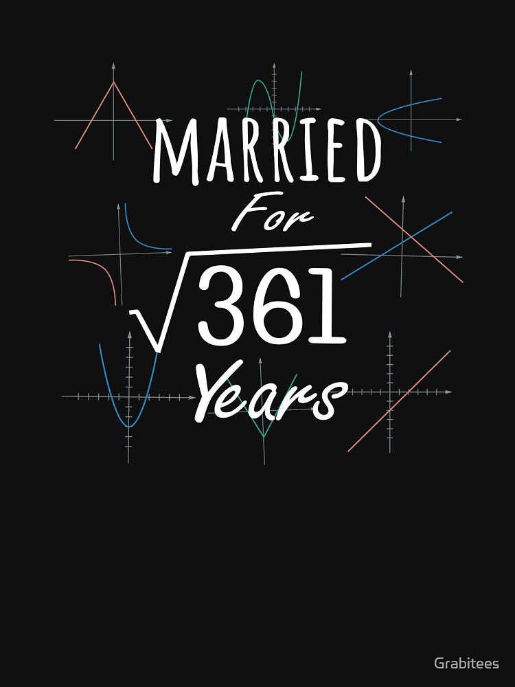 "Math 19th Anniversary Gift Married Square Root Of 361 Years print" T ...