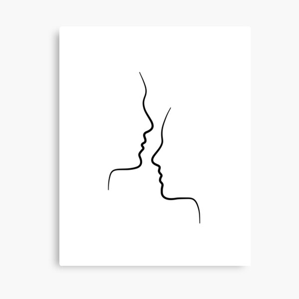 "One Line Art Couple Drawing - Face to Face" Canvas Print for Sale by ...