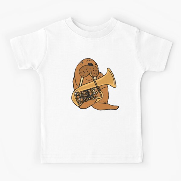 "Funny Walrus Playing Tuba Cartoon" Kids T-Shirt for Sale by ...