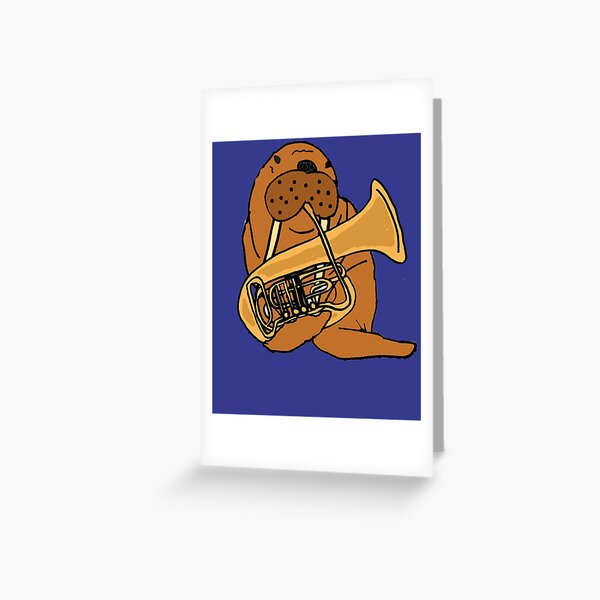"Funny Walrus Playing Tuba Cartoon" Greeting Card for Sale by ...