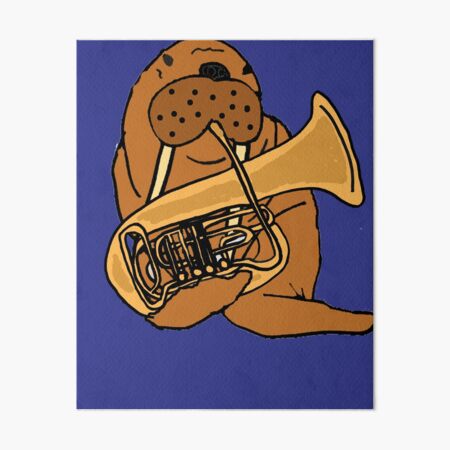 "Funny Walrus Playing Tuba Cartoon" Art Board Print for Sale by ...