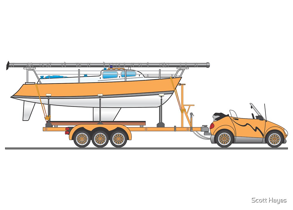 "Orange Eco Car Sail Boat" by Scott Hayes | Redbubble