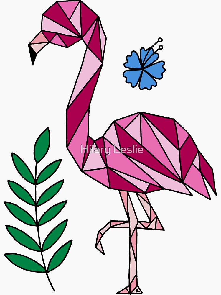 "Geometric Flamingo and Hibiscus Flower || Shapes || Abstract Animals ...