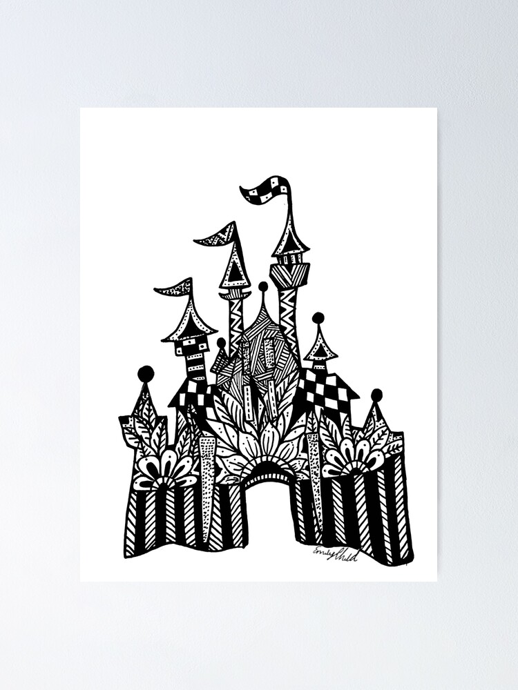"Castle Magic ~ Zentangle " Poster for Sale by EmoodleDoodle | Redbubble