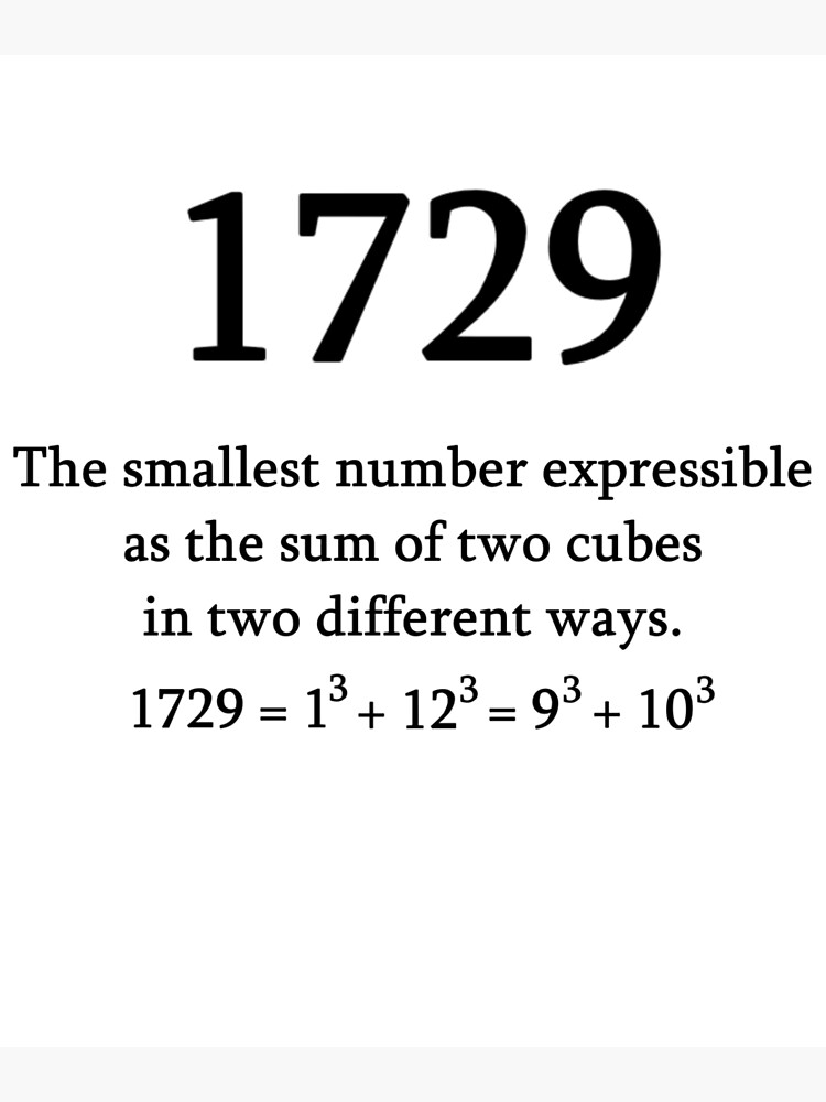 1729 math mathematician H.ardy Ramanujan number nerd Premium Matte ...