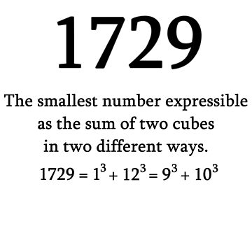 "1729 math mathematician Hardy Ramanujan number nerd" Poster by ...