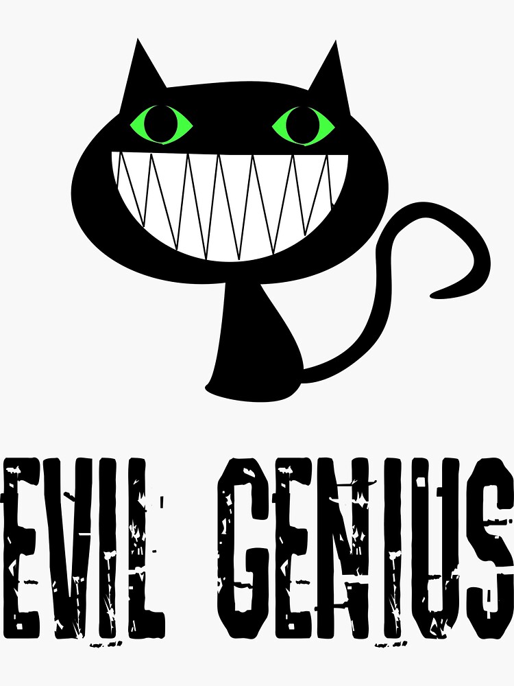 "Evil Genius Funny Black Cat" Sticker by fizzypoptees | Redbubble