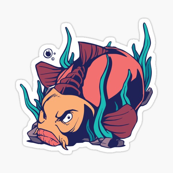 "Angry Carp Fish Water Plants" Sticker for Sale by customartcreat ...