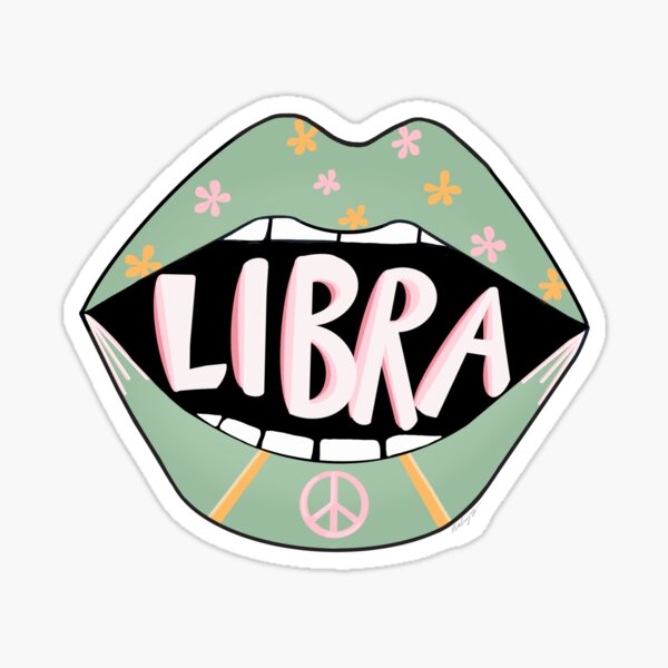 "Retro Libra Zodiac Lips Sign" Sticker by BelowCalypso | Redbubble