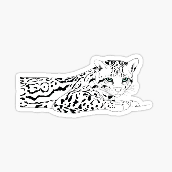 "Ocelot green eyes" Sticker for Sale by Mayakiwi | Redbubble