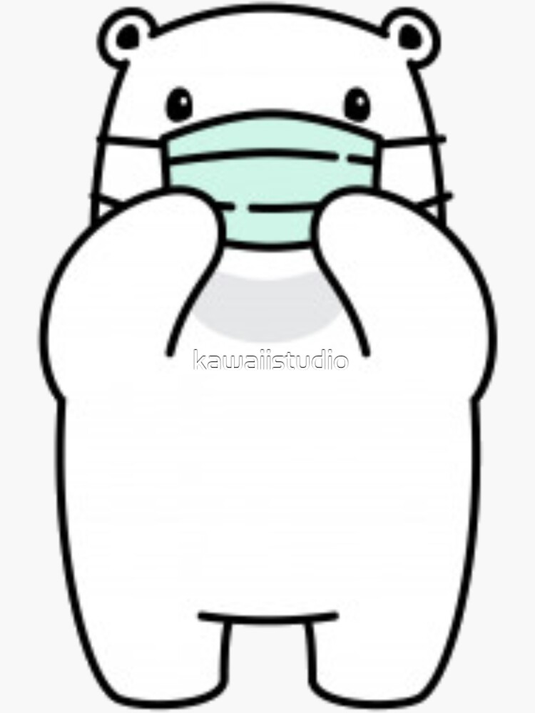 "Mask Kuma" Sticker by kawaiistudio | Redbubble