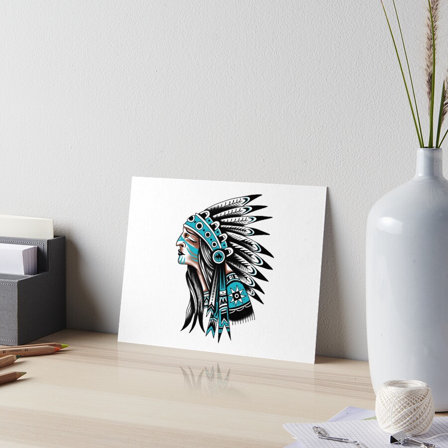 "Native American traditional tattoo flash" Art Board Print by ...
