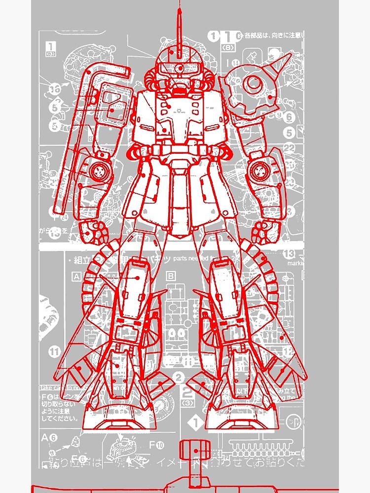 "Zaku Blueprint ver.5" Poster for Sale by Whanicomen | Redbubble