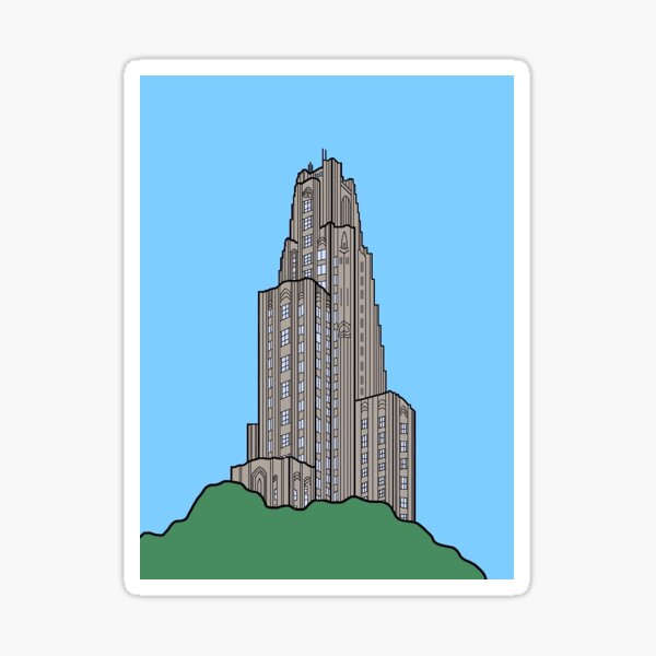 "Cathedral of learning Drawing" Sticker by evelynseasholtz | Redbubble