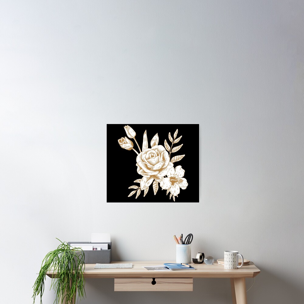 "Vintage Rose Bouquet Drawing" Poster by AmineMZOURHI | Redbubble