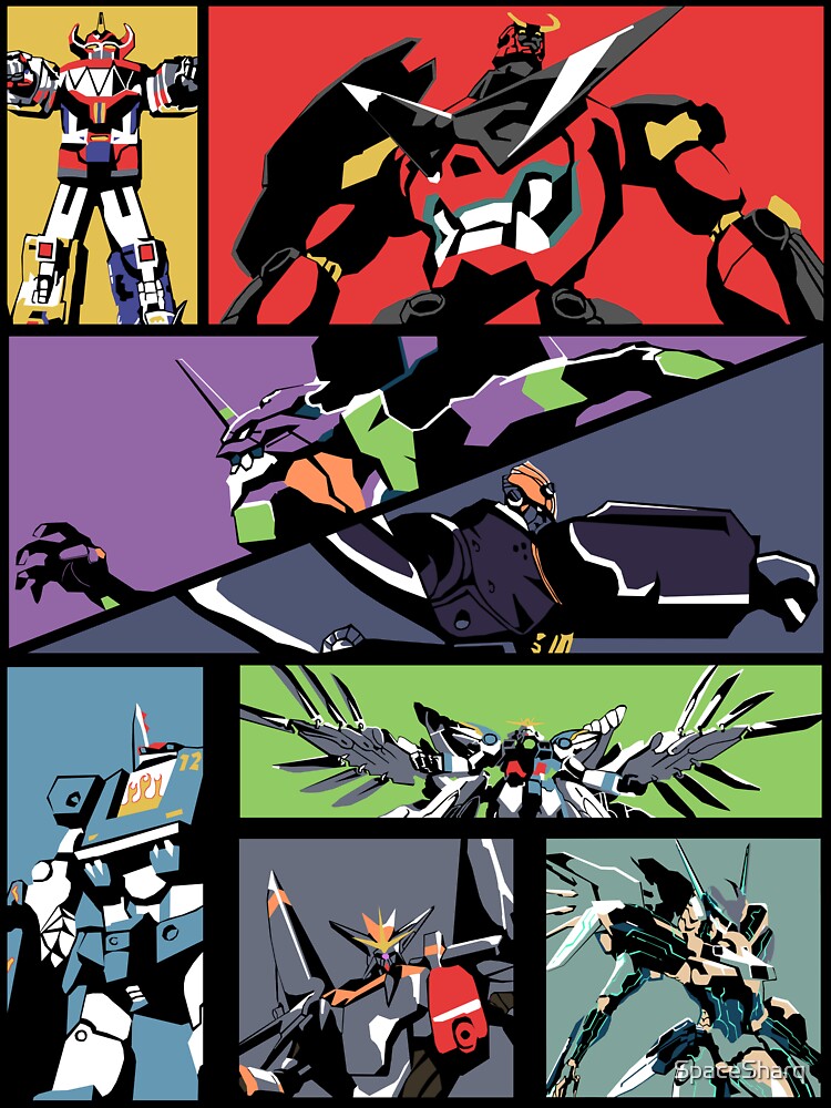 "Super Robots" Sticker for Sale by SpaceSharq | Redbubble