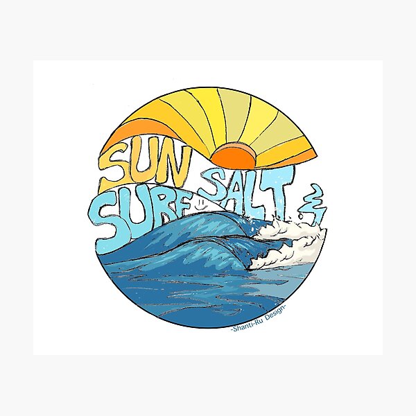 Lámina fotográfica «Diseño de surfista gráfico de onda retro Sun Salt ...