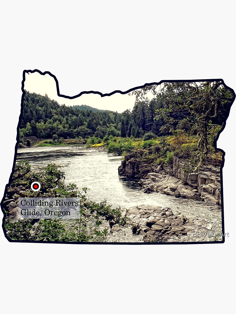 "Colliding Rivers Of Oregon" Sticker for Sale by 2HivelysArt | Redbubble