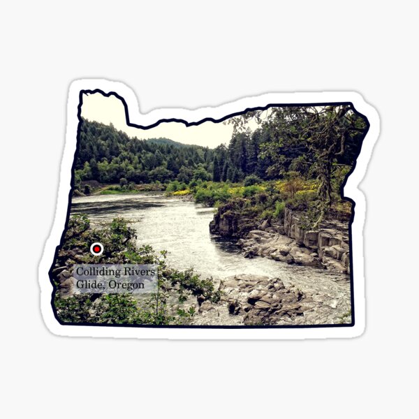 "Colliding Rivers Of Oregon" Sticker for Sale by 2HivelysArt | Redbubble