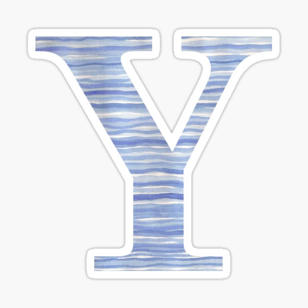"Letter Y Blue Watercolor Stripes Monogram Initial" Sticker for Sale by ...