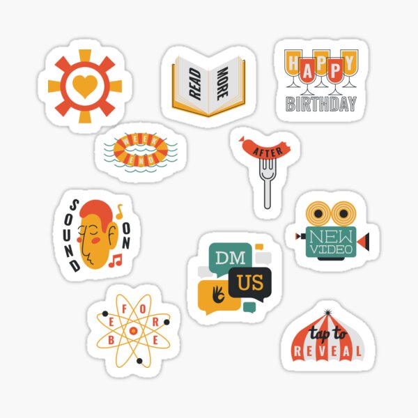 "Vintage icons sticker Pack" Sticker by wendbak | Redbubble