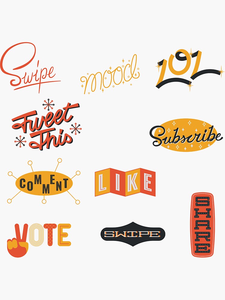 "Vintage icons sticker Pack, pt 3" Sticker for Sale by wendbak | Redbubble