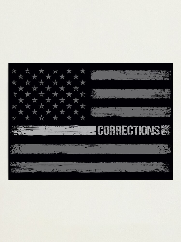 Corrections Correctional Officer Thin Silver Line Flag Photographic