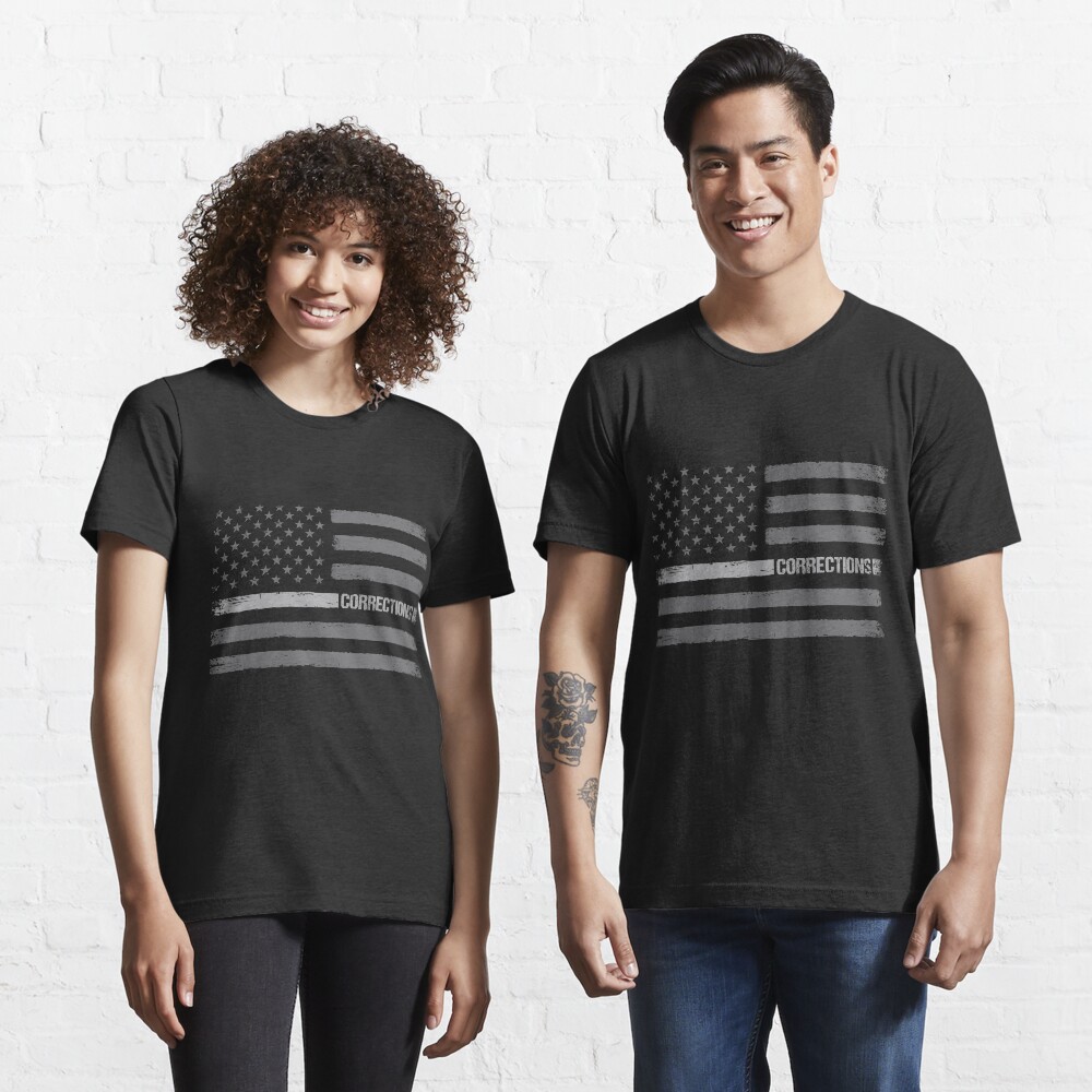 "Corrections - Correctional Officer Thin Silver Line flag" T-shirt by ...