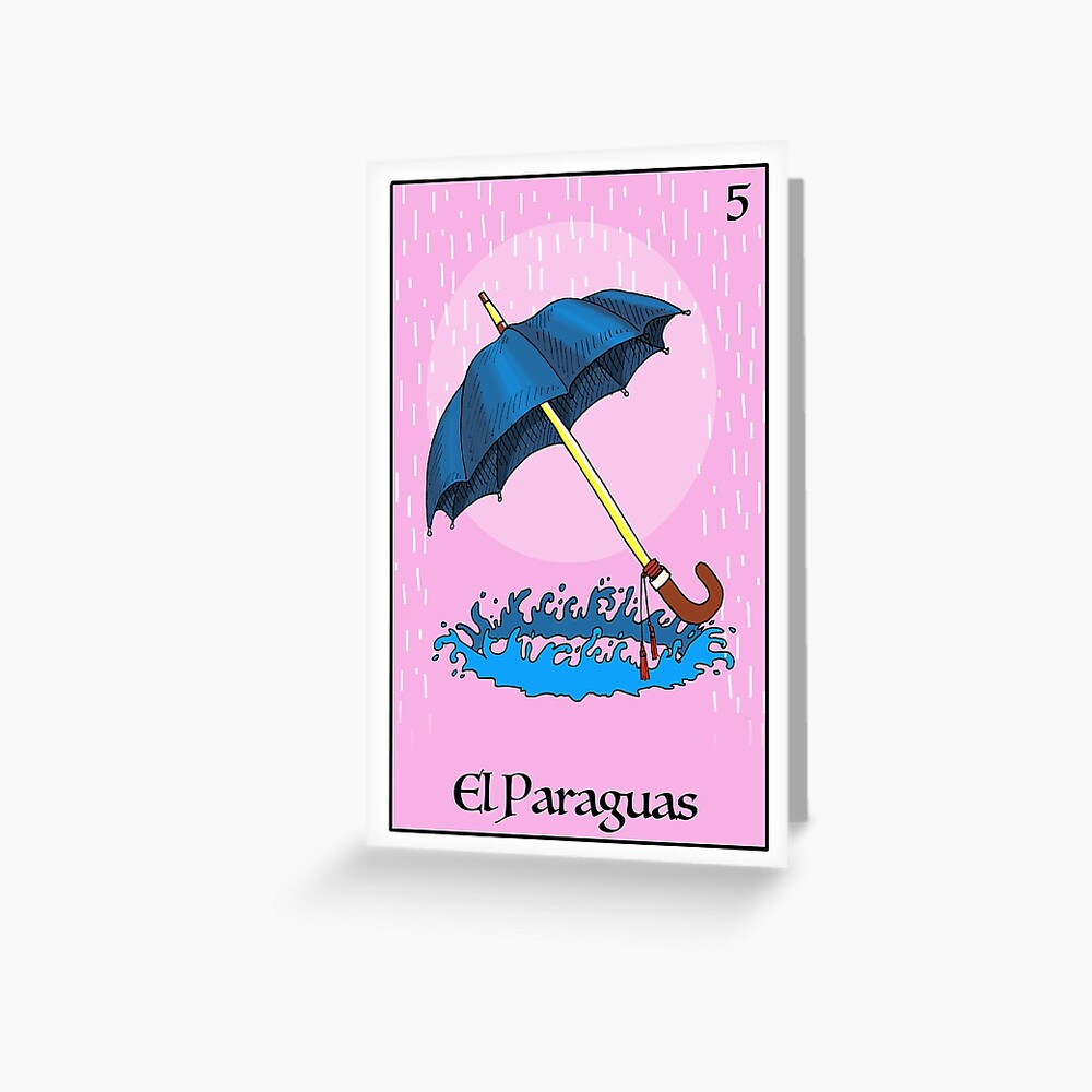 Tarjetas De Felicitación El Paraguas Carta De Loteria Mexicana Re Ilustrada De Cecyll Redbubble