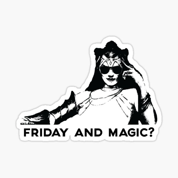 "Friday and Magic? (FnM?)" Sticker by spumoniworks | Redbubble