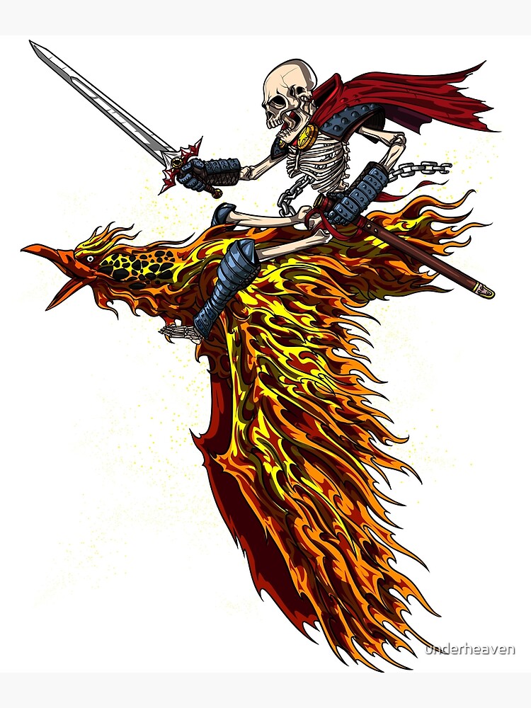 "Skeleton Riding A Phoenix Bird" Poster for Sale by Nikolay Todorov ...