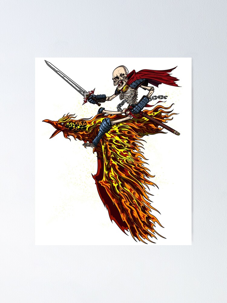 "Skeleton Riding A Phoenix Bird" Poster for Sale by Nikolay Todorov ...