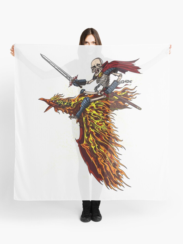 "Skeleton Riding A Phoenix Bird" Scarf for Sale by Nikolay Todorov ...