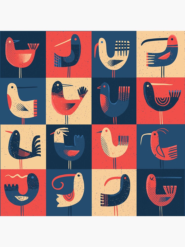 "Square Birds" Sticker for Sale by gklucas | Redbubble