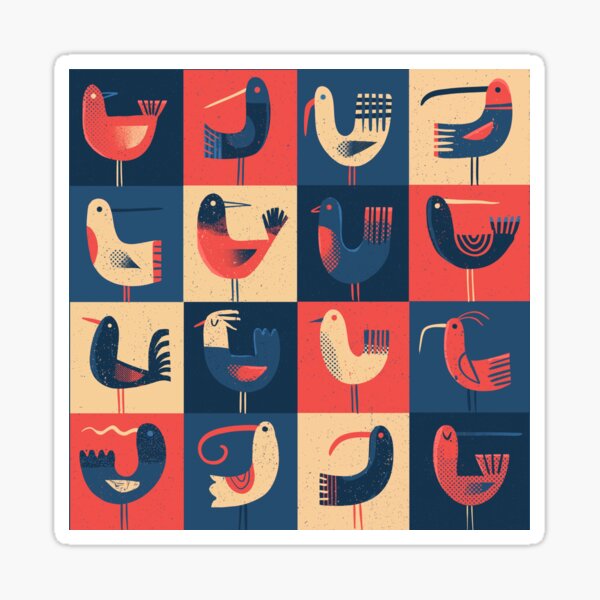 "Square Birds" Sticker for Sale by gklucas | Redbubble