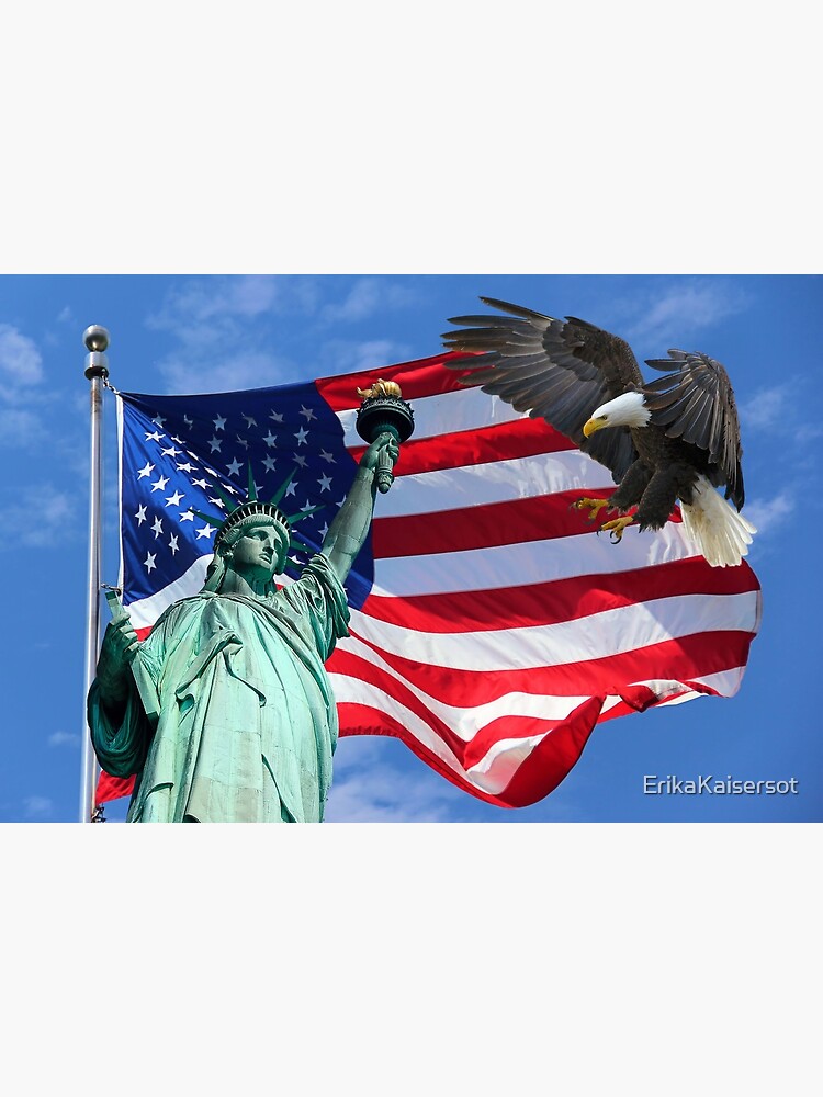 Bald Eagles Flags Lady Liberty