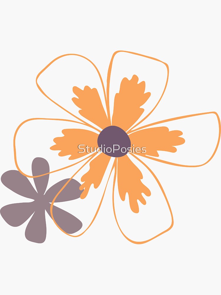 "Pink Outline Floral" Sticker by StudioPosies | Redbubble