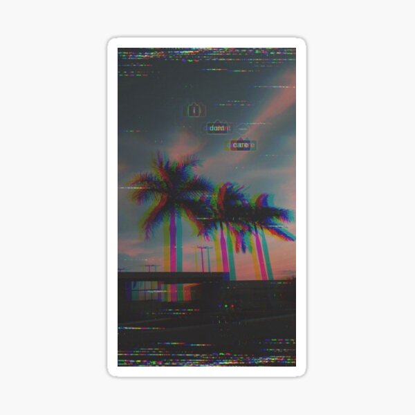 "Palm Trees 3D Edit" Sticker by CherryClothing | Redbubble
