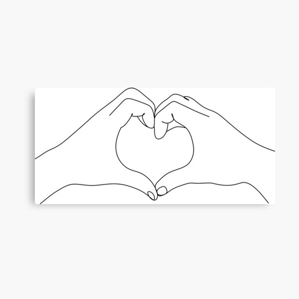 "Hand Heart Printable, One Line Drawing Print, Love Hands Gesture ...
