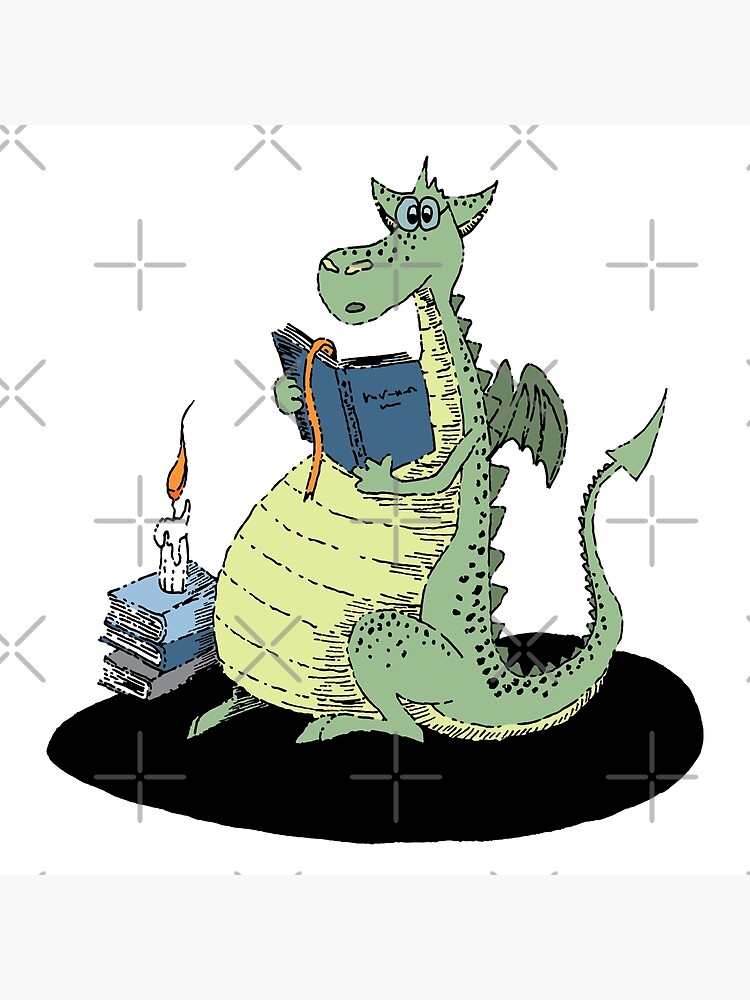 "Cute Dragon Reading a Book" Poster for Sale by PrintablesP | Redbubble