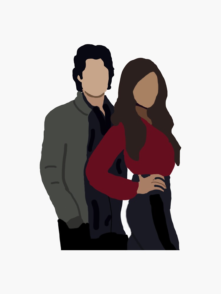 "delena/ damon and elena" Sticker by faithprincipato | Redbubble