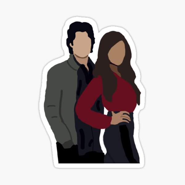 "delena/ damon and elena" Sticker by faithprincipato | Redbubble