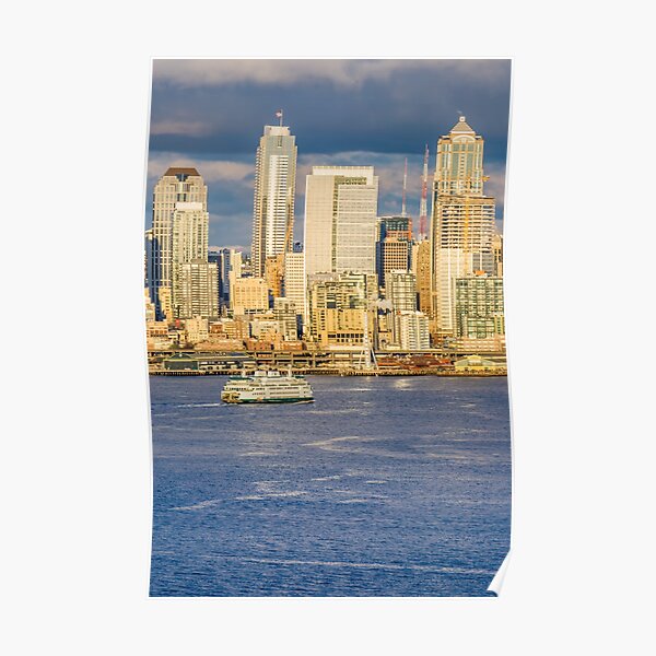 "Seattle Skyline And Ferry" Poster by georgecolephoto | Redbubble